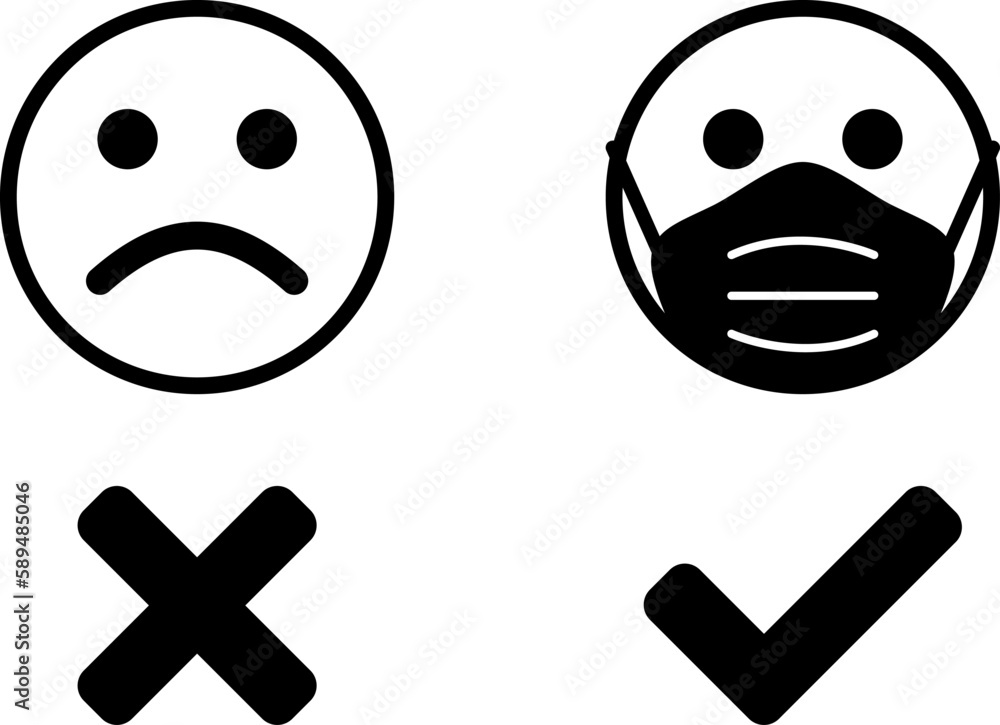 Praca wektorowa bez tantiem: No Face Mask, No Entry or Wear a Mask Icon ...