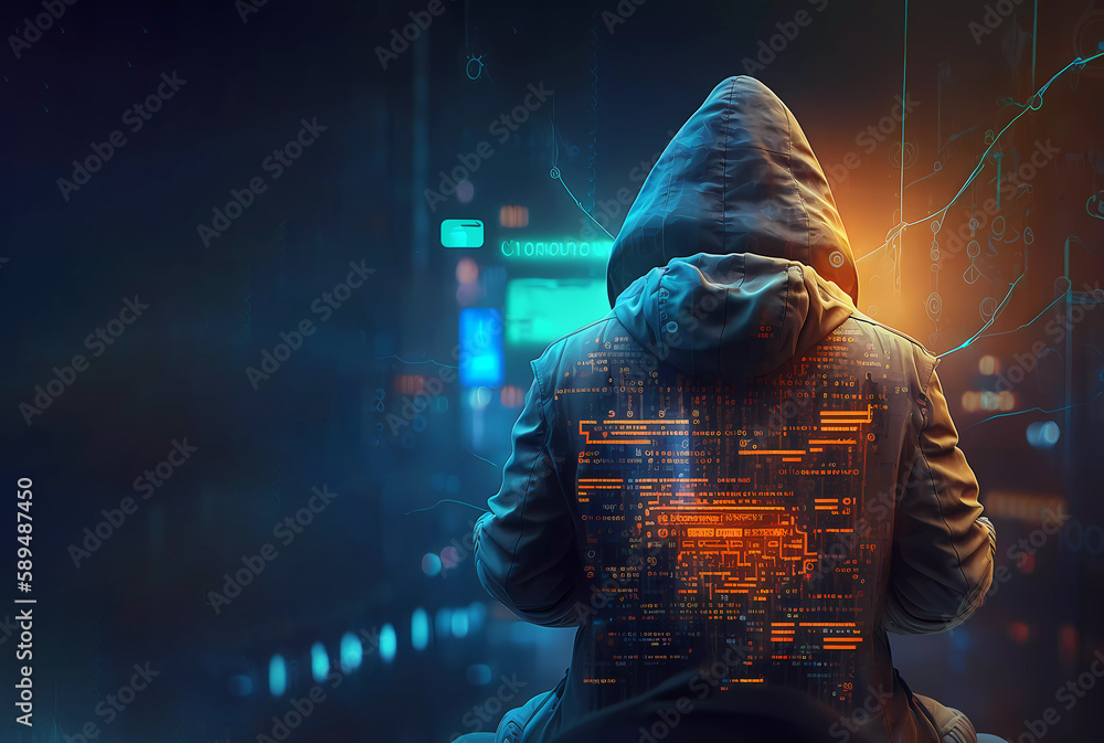 A hacker on the Internet picks up a security key. Safety system ...