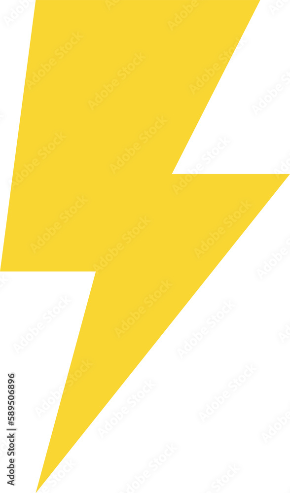 Yellow lightning bolt. Thunderbolt icon in png. Yellow charge symbol ...