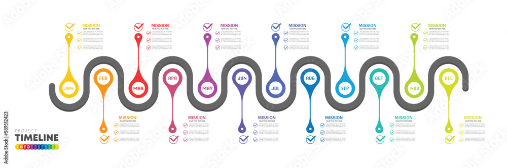 infographic Project timeline graph for 12 months modern diagram ...