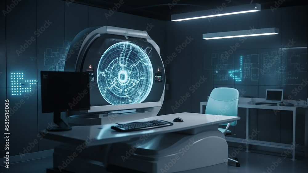 Analyse Patient MRI ,rendering MRI scan machine or magnetic resonance ...