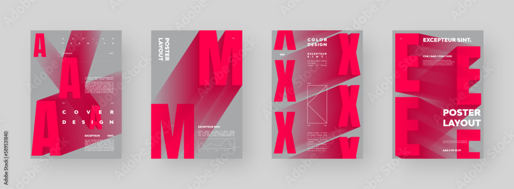 Abstract poster design collection. Vertical A4 format. Modern placard ...