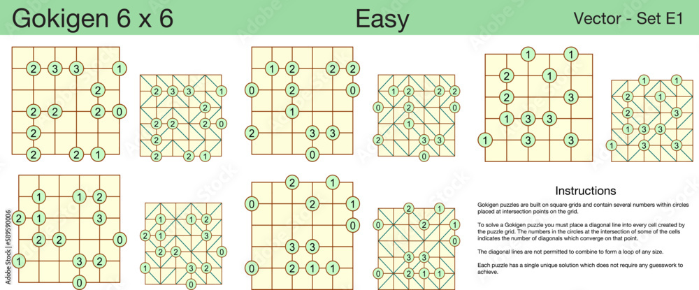 5 Easy Gokigen 6 x 6 Puzzles. A set of scalable puzzles for kids and ...