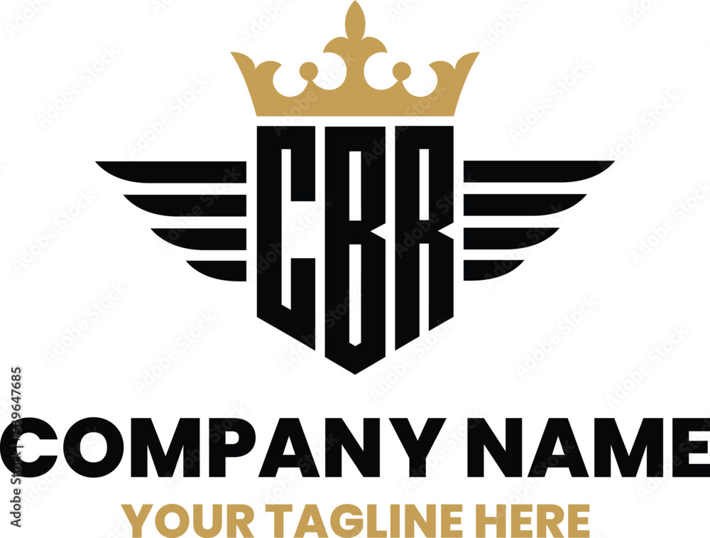 CBR initial letter with wing, crown logo, luxury logo,luxury shield ...