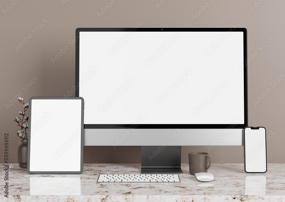 Responsive Web Design and website Mockup, Devices Mock up, Smartphone desktop tablet laptop ...