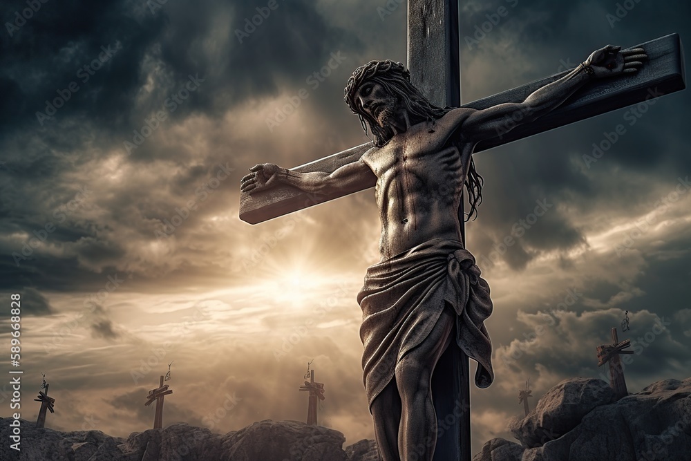 Crucifixion of Jesus Christ made with generative AI Stock Illustration ...