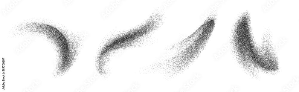 Charcoal splashes, black dotwork grain texture, abstract stipple sand ...