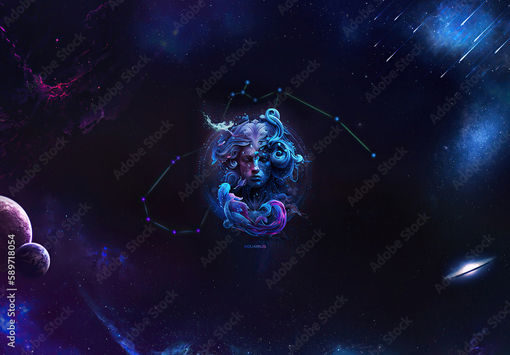 Acuario: "Innovation and Individuality: A Futuristic and Quirky Illustration of Aquarius Zodiac ...