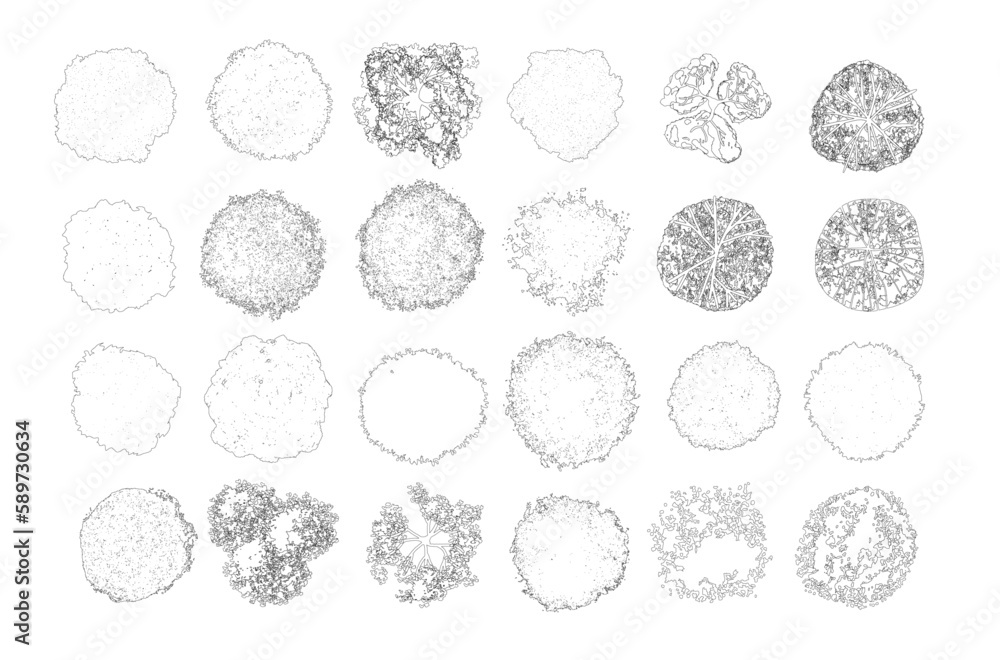 Vector tree top view isolated on white background for landscape plan ...