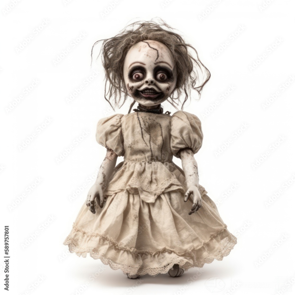 Creepy demonic and cursed Victorian doll, unsettling and eerie ...