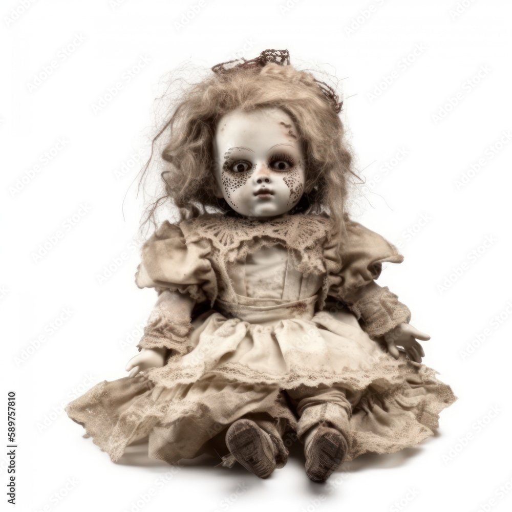 Creepy demonic and cursed Victorian doll, unsettling and eerie ...