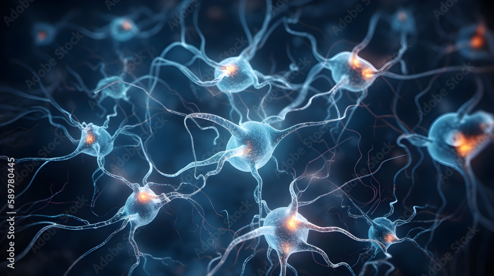 Ilustração Neuron cells, neuroscience, brain, nervous system, synapses ...