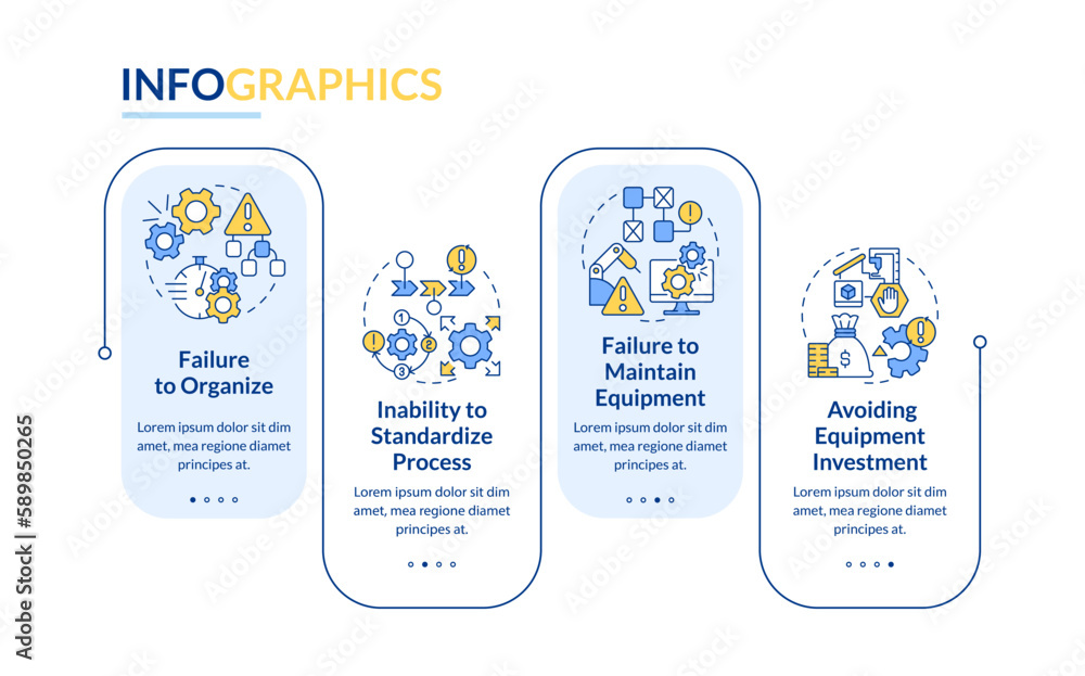 Risks in SMED implementation rectangle infographic template. Data ...