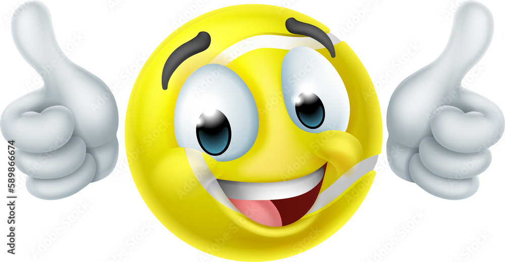 Tennis Ball Emoticon Face Emoji Cartoon Icon Stock Illustration | Adobe ...