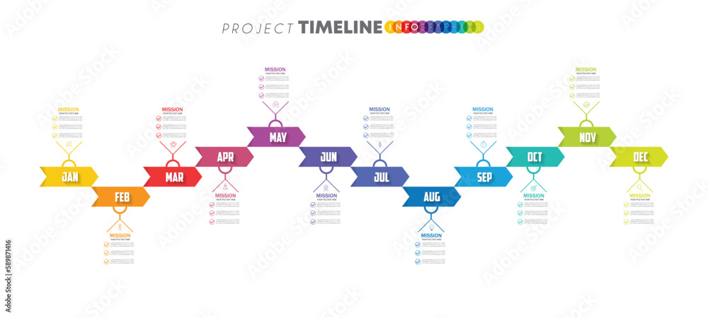 infographic Project timeline graph for 12 months modern diagram ...
