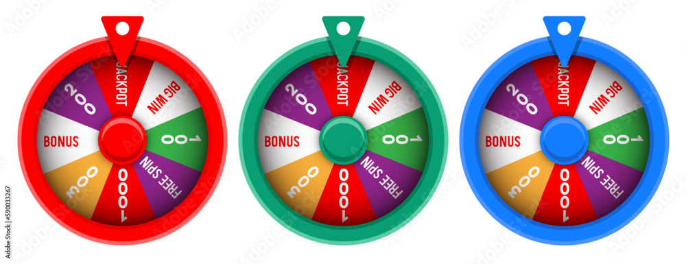 Wheel of Fortune. Wheel of fortune with red, green and blue frame ...