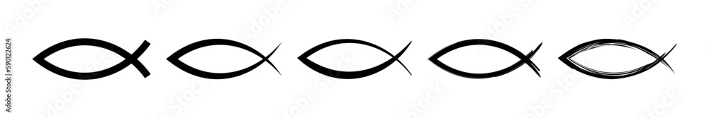 Christian fish icon. Sign of jesus. Logo of christianity. Religious ...