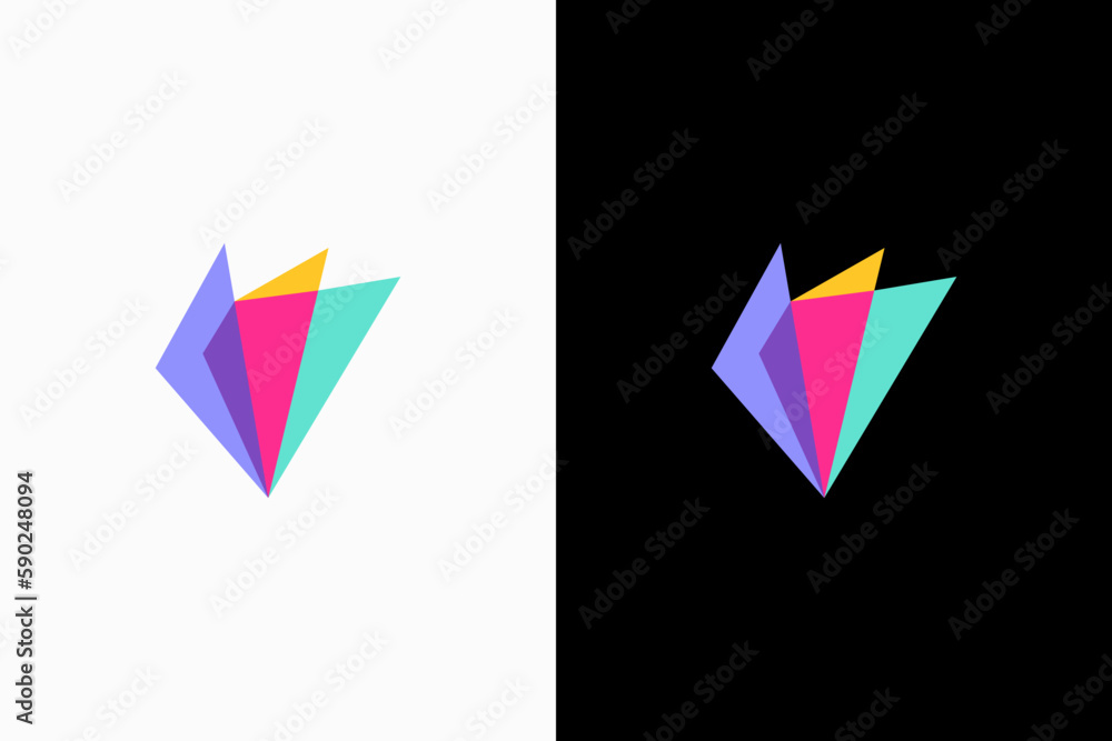 letter v overlap color modern logo vector sign Stock Vector | Adobe Stock