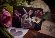 Floral Valentine Rabbits Free Stock Photo - Public Domain Pictures