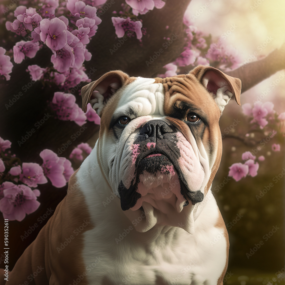 Ravishing hyper realistic digital portrait of happy bulldog dog in ...