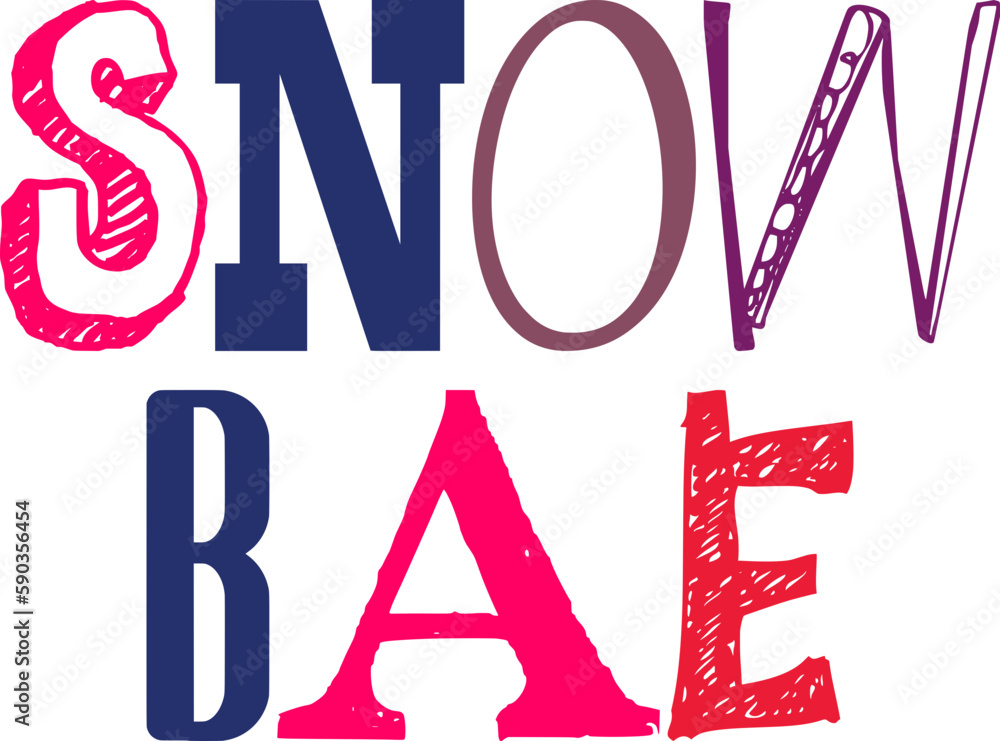 Snow Bae Calligraphy Illustration for Decal, Icon, Bookmark , Packaging ...
