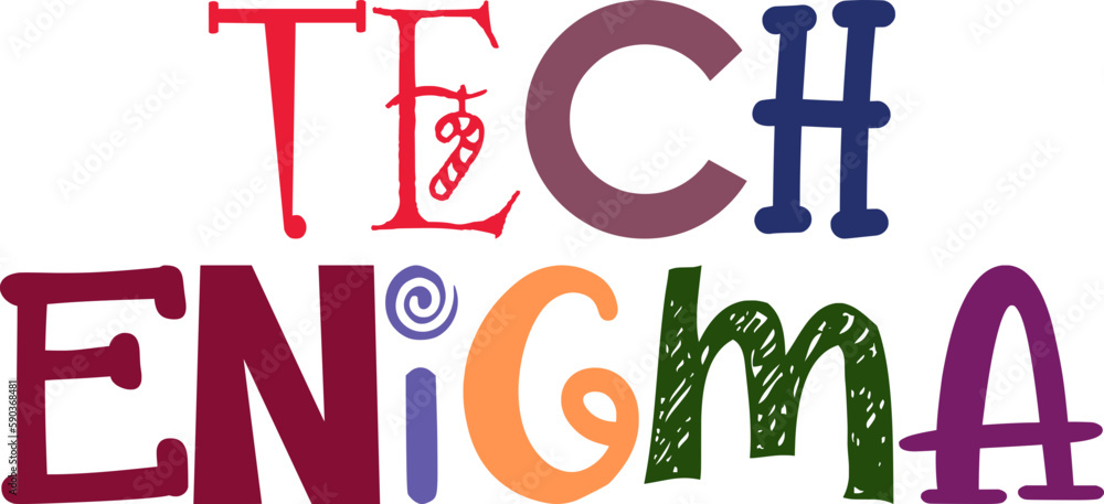 Tech Enigma Calligraphy Illustration for Decal, Bookmark , Banner ...