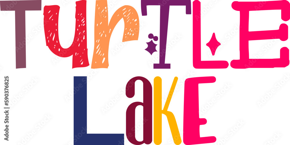 Turtle Lake Typography Illustration for Bookmark , Logo, T-Shirt Design ...