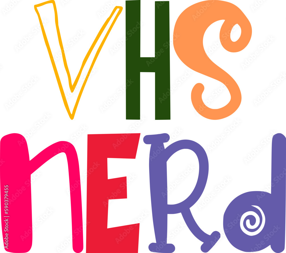 Vhs Nerd Hand Lettering Illustration for Icon, Book Cover, Infographic ...