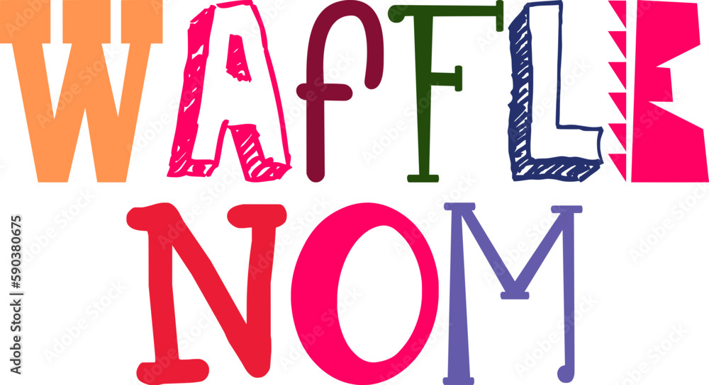 Waffle Nom Hand Lettering Illustration for Book Cover, Logo ...