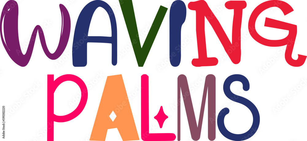 Waving Palms Calligraphy Illustration for Logo, Icon, Sticker ...