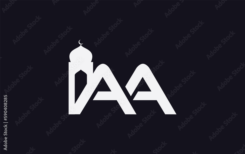 Islamic mosque logo and minar icon and symbol design with letters and ...