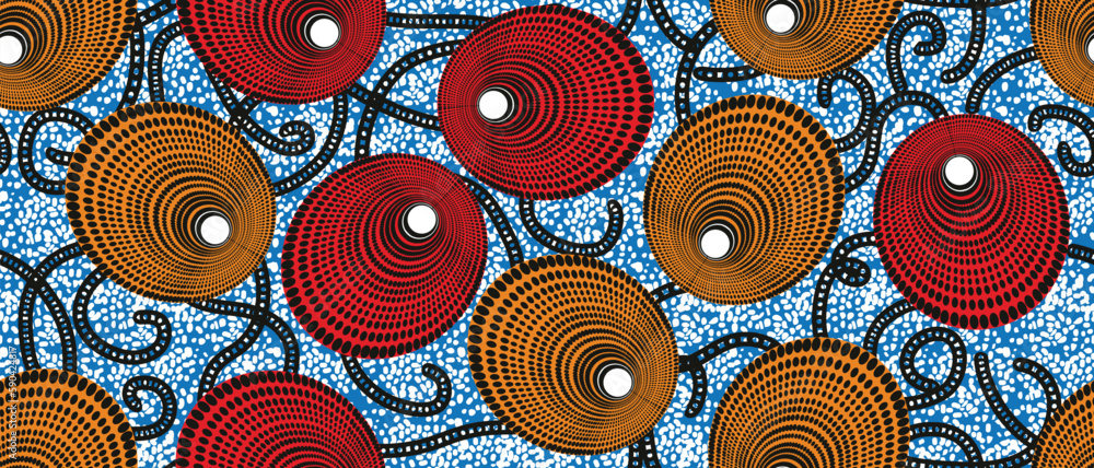 African ethnic traditional blue pattern. seamless beautiful Kitenge ...