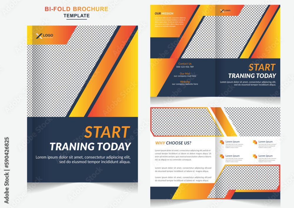 Training Bi-Fold Brochure design template and modern fashion gym center ...