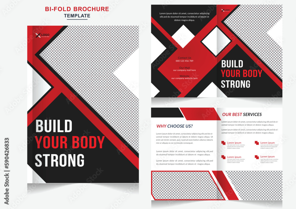 Training Bi-Fold Brochure design template and modern fashion gym center ...