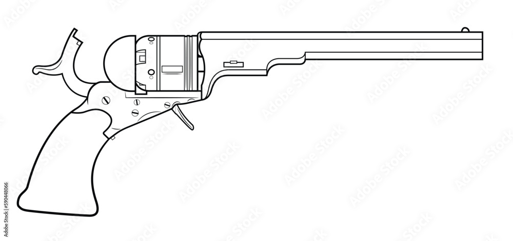 Vector illustration of the 1836 Colt Paterson revolver with cocked ...