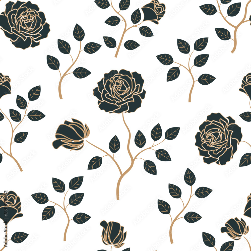 Luxury gold and blue floral seamless pattern suitable for fabric ...