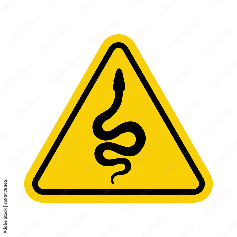 Sign snake. Snake warning sign. Danger snake sign. Yellow triangle sign ...
