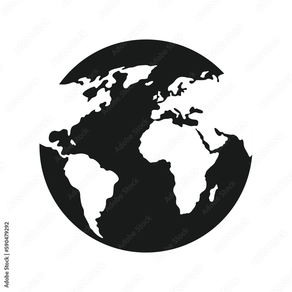 World map silhouette, isolated vector pictogram Stock Vector | Adobe Stock