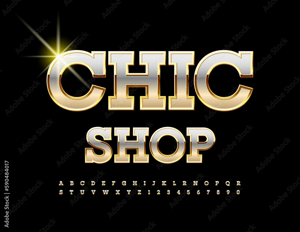 Vector premium emblem Chic Shop. Modern Alphabet Letters and Numbers ...