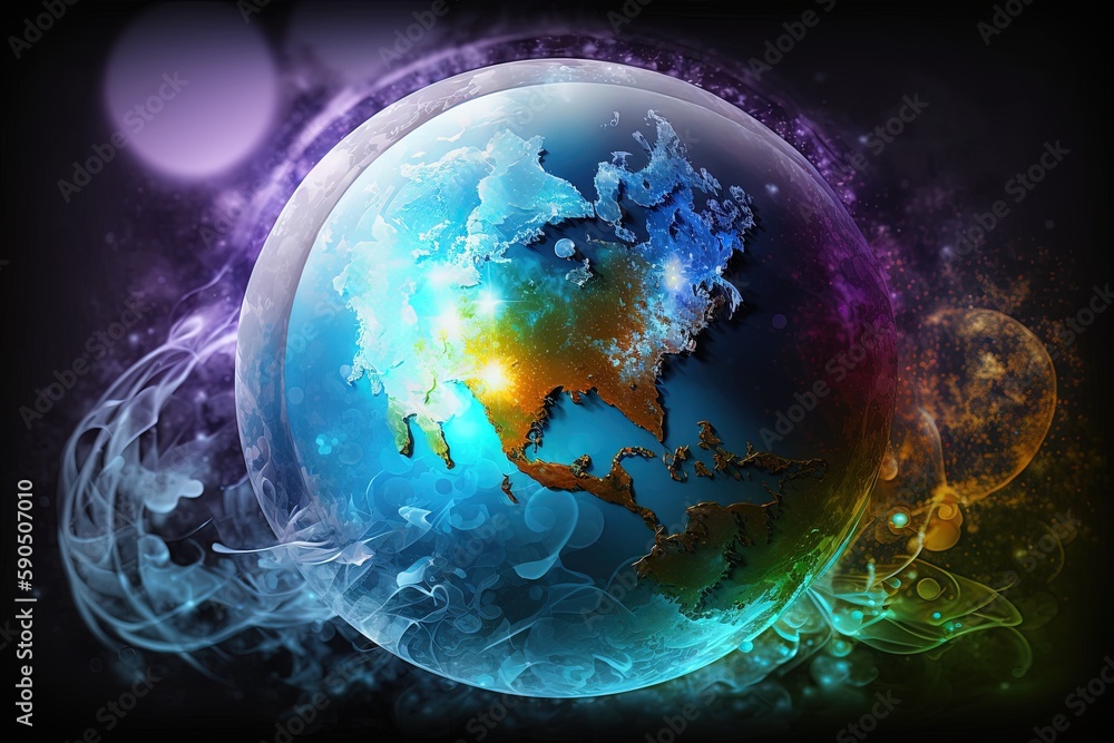 Ilustración de Stock International Day for the Preservation of the Ozone Layer, world map ...