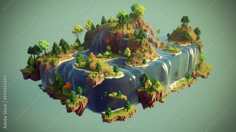 Floating Islands: a landscape with a series of floating islands that ...