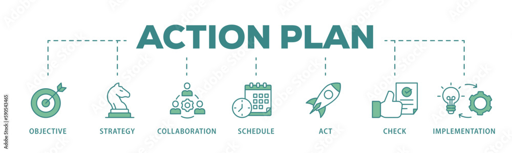 Action plan banner web icon vector illustration concept with icon of ...