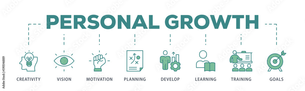 Vector de Stock Personal growth banner web icon vector illustration ...