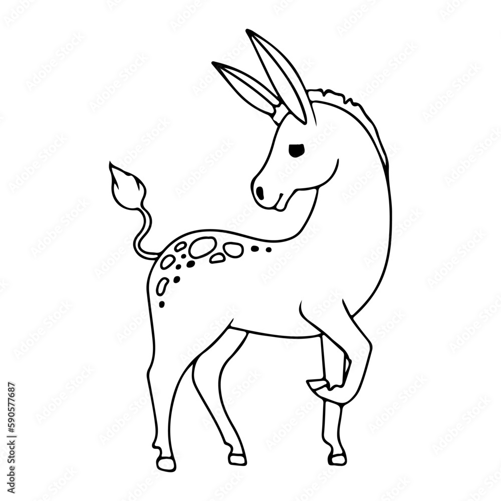Gray Donkey in cartoon style. Livestock, animal, Farming. Farm. Vector ...