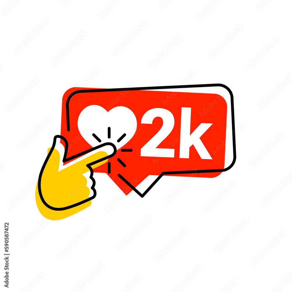 2k icon likes. 2k counter notification icon. Follower. Button, ui, web ...
