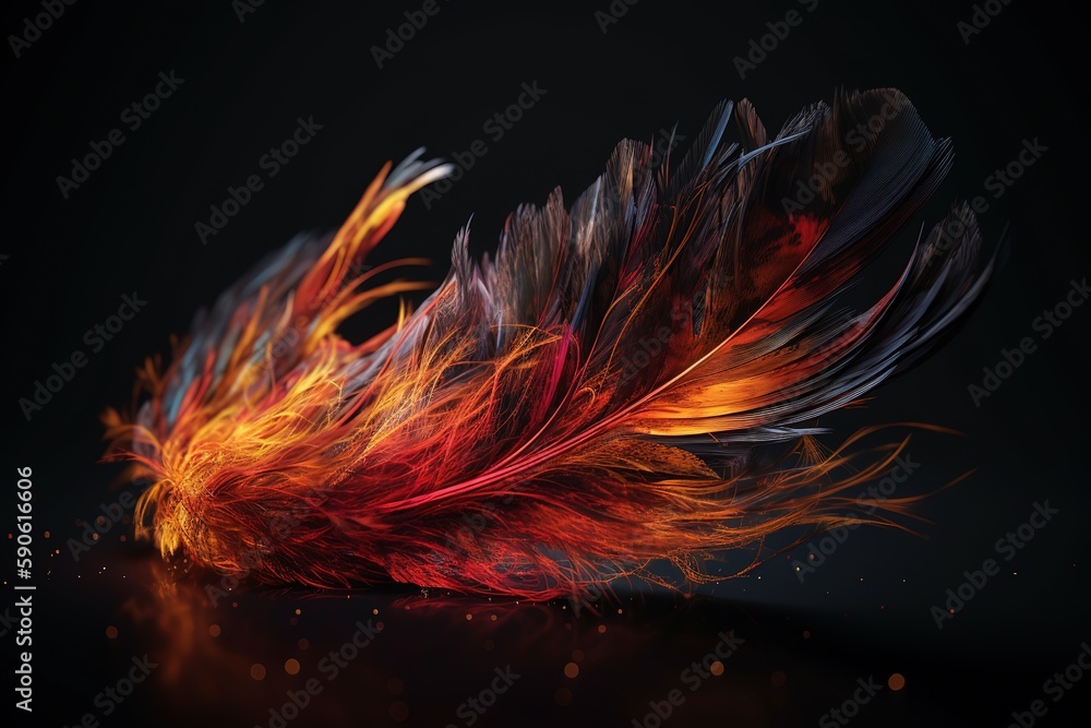 As a phoenix feather, realistic, Generative AI Stock Illustration ...