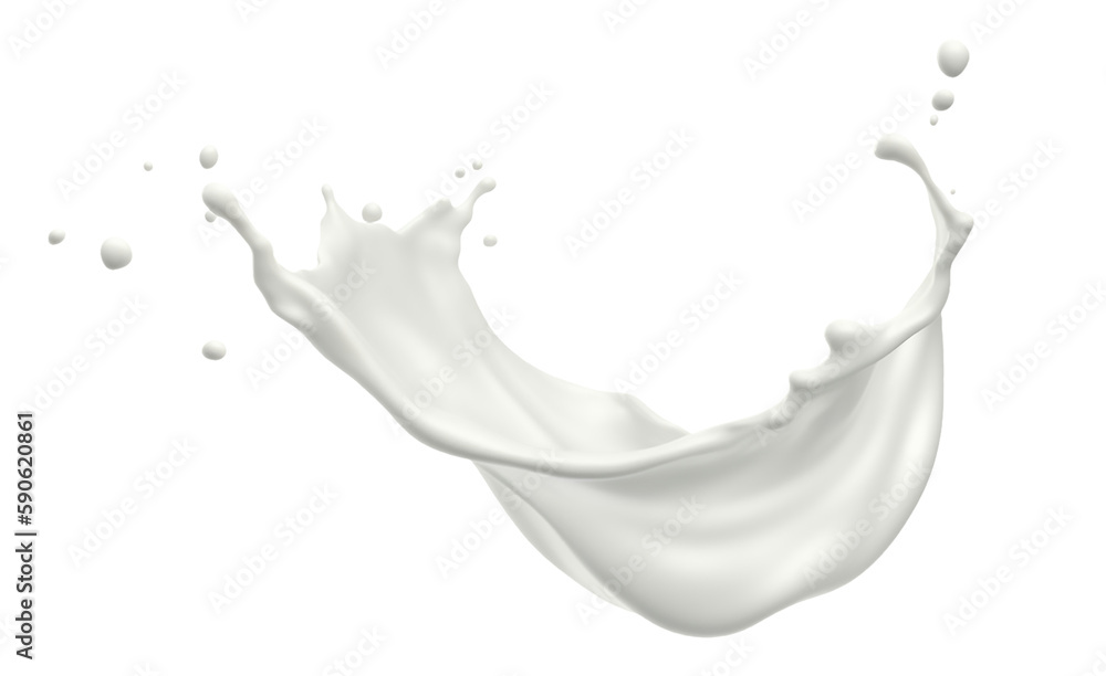 White milk wave splash with splatters and drops. Ai. Cutout on ...