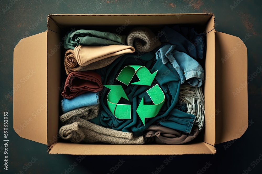 recycling clothes as a concept. full recycle bin for garments ...