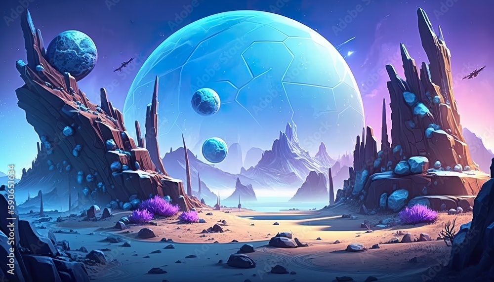 2D alien planet background environment for a battle arena mobile game ...