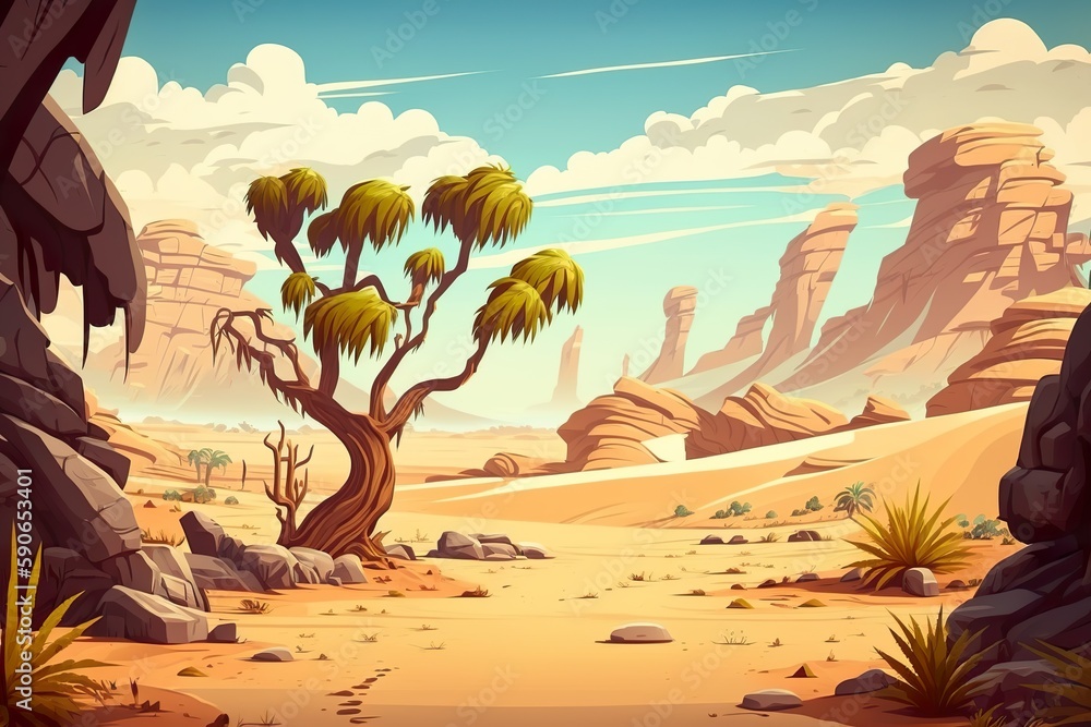 2D magical desert background environment for a battle arena mobile game ...